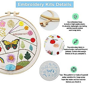 Yiizetony Embroidery Kit for Beginners Adults, 4 Set Embroidery Stitches Practice Kit, Hand Embroidery Kit for Beginner with Embroidery Patterns, Stitch and Learn to Embroidery Kits