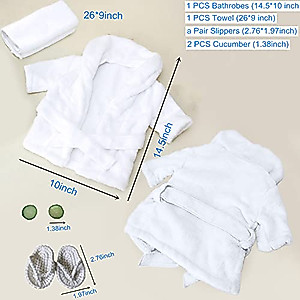 5PCS Newborn Photography Outfits, DISTART Baby Hooded Plush Towel Cotton Bathrobes Bath Outfit with Slippers Photo Props for Toddle Infant Girls and Boys Shower Shoot Gift (White), 0-6 Months