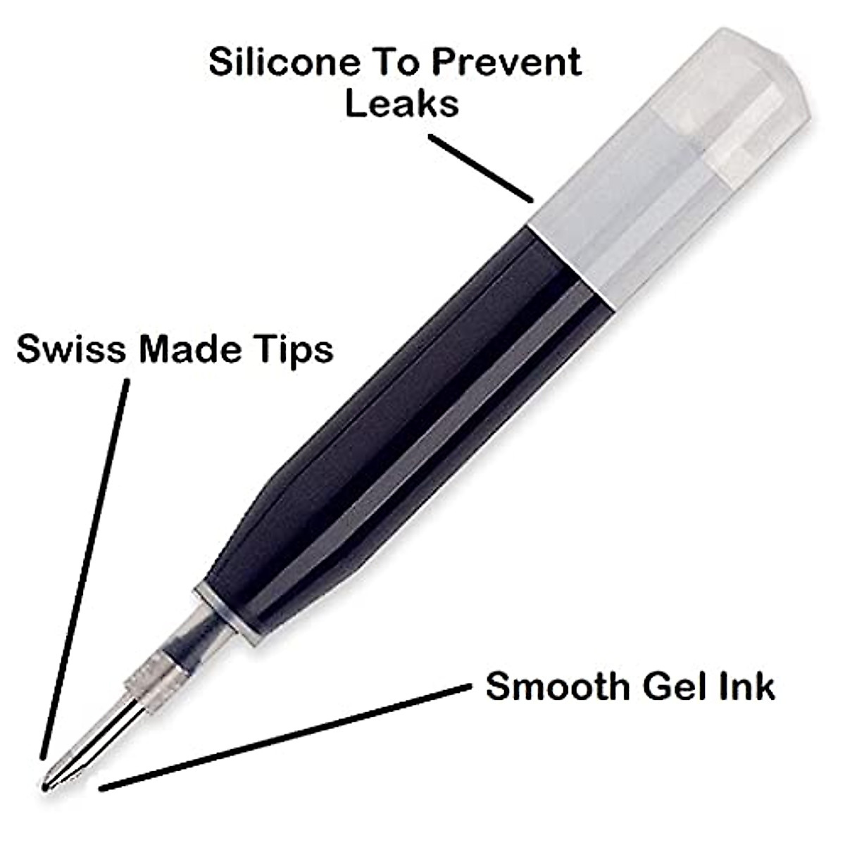 6 - Ion Gel Ink Refill [Bulk Packing] Compatible With Cross Roadster, Vice, Penatia Gelicious, and Matrix Pens, 3 Black & 3 Blue, Smooth Flow Ink