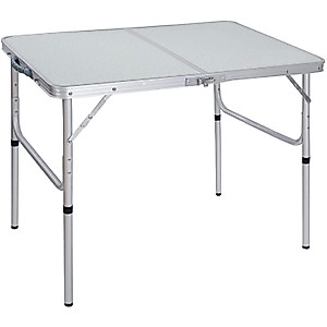 Cimiva Aluminum Folding Table 3 Foot, Adjustable Height Lightweight Portable Camping Table for Picnic Beach Outdoor Indoor, White 36 x 24 inch (3-Feet (2 Heights 15"/28"))