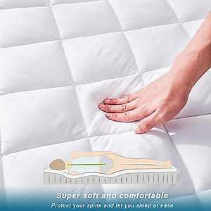 Uraclaire Mattress Pad with 8-21'' Deep Pocket,Cooling Mattress Topper Cover,Ultra Soft Quilted Fitted Breathable Fluffy Microfiber Mattress Protector(Full)