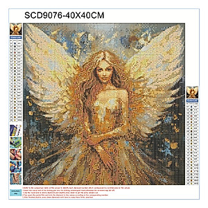 Diamond Art Painting by Number Kits for Adults Angel Girl with Shining Wing Round Full Drill 5D Diamond Art Easy for Beginner Cross Stitch Mosaic Craft Hobby Wall Art for Home Decor 40x40cm