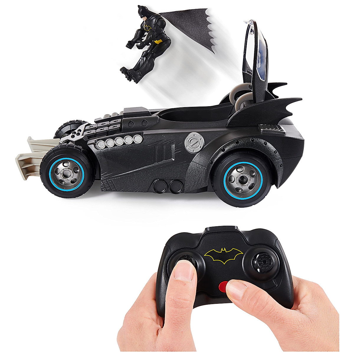 DC Comics Batman Launch and Defend Batmobile Remote Control Vehicle with Exclusive 4-inch Batman Figure, Kids Toys for Boys
