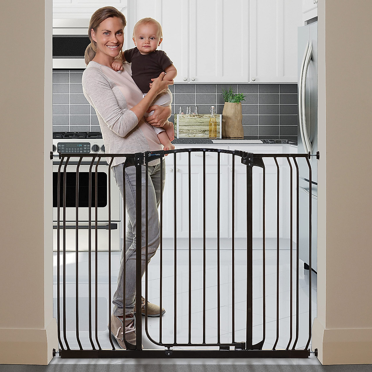 Dreambaby Chelsea Extra-Tall Auto-Close Security Baby Safety Gate-Black-with Extensions, Black, 28-42.5"