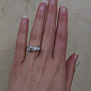 TwoBirch 1 Carat Cubic Zirconia Round and Marquise Wedding Ring Wrap in Sterling Silver (size 8)