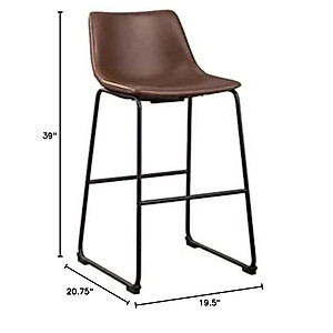 Signature Design by Ashley Centiar Urban Industrial 28.75" Pub Height Bucket Seat Barstool, 2 Count, Brown