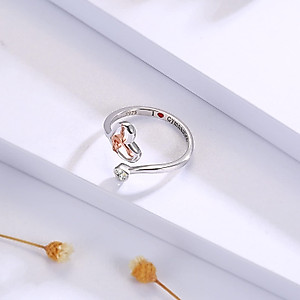 Gymnastics Gifts for Women Gymnastic Rings Adjustable 925 Sterling Silver Gymnast Jewelry (Size 7-9, Style 1)