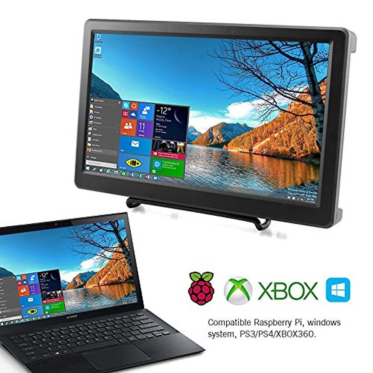 ELECROW Portable Monitor 10.1 Inch Screen IPS Monitor 1920x1080P with HD VGA Port Build-in Speakers VESA Mount for Raspberry Pi 5/4/3/400 Windows 11/10/8/7 PS Xbox