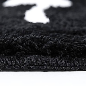 Easy Home Cat Face Bathroom Rugs, Non Slip Bathroom Cat Bath Mat, Home Living Room Mat, Machine Washable Room Carpet, Microfiber Doormat, 24x24 Inch (Black)