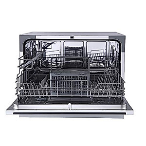 Farberware Professional FCD06ABBWHA Compact Portable Countertop Dishwasher with 6 Place Settings and Silverware Basket, LED Display, Energy Star, White