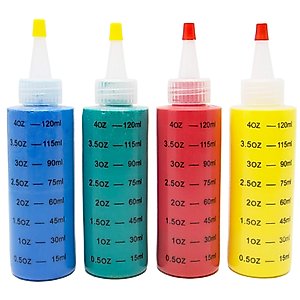 Youngever Set of 16 Plastic Squeeze Condiment Bottles with Tip Cap, HDPE Squeeze Condiment Bottles for Crafts, Food Art, Glue, Henna (4 Ounce)