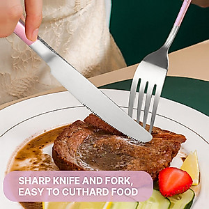 24 Pieces Flatware Set, Stainless Steel Cutlery Set with Silverware Holder, Spoons Forks Knives Set,Hanging Silverware Set Service for 6,Durable Stainless Steel Utensils Set (White)