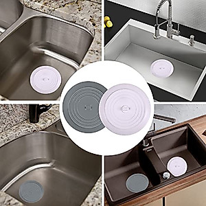 (2 Pack) Silicone Tub Stopper, Premium Bathtub Drain Stopper, One of The Best Sealing Sink Stopper, Upgraded Drain Plug for Kitchens, Bathrooms and Laundries (6 inches) (White&Grey)