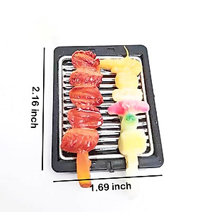 Mini House Miniature Square Barbecue Grill Oven Figurine Garden Cooking Tool Kitchen Accessories Decoration Fake Barbecue Food Realistic Drink Beer Models for 1/12,1/6 Miniature DIY Decoration