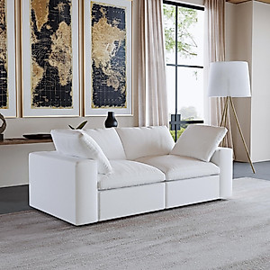 JACH Modern Convertible Modular Sectional Sofas for Living Room, Love Seat Sofas, Cushion Covers Removable, Customizable Modular Sectional Couch for Living Room Bedroom Apartment (White)