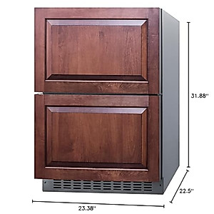Summit Appliance ADRF244CSS 24" Wide 2-Drawer Refrigerator-Freezer, ADA Compliant, 3.32 cu.ft Capacity, Temperature Alarm, Indoor/Outdoor Compatible, Stainless Steel Drawers, Frost-free, Child Lock