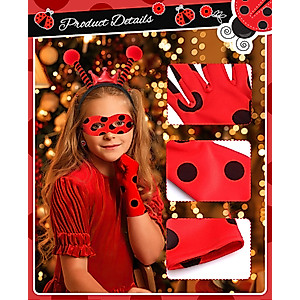 Ladybug Costume for Women Girls Ladybug Bopper Antenna Headband Masks Toys Accessories Set for Adult Kids Halloween Dress Up