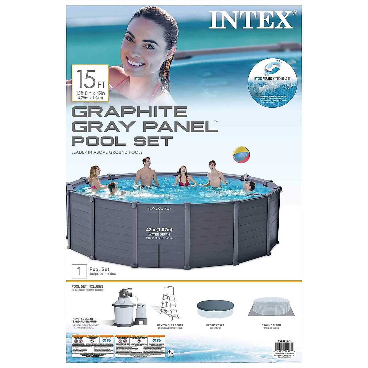 Intex 15.6ft x 49in Above Ground Swimming Pool Set w/Sand Filter Pump & Ladder