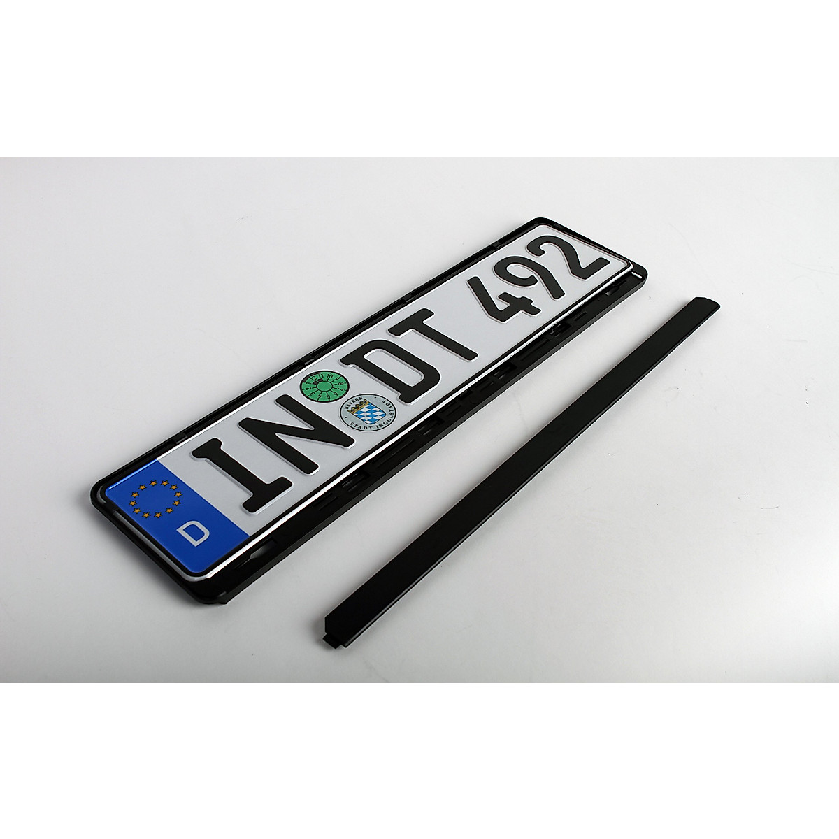 Standard Black Euro License Plate Holder - Universal Mounting Frame/Bracket
