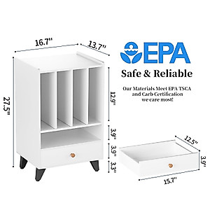 Gannyfer Vinyl Record Storage Table,3-Tier Record Player Stand with Metal Legs,Cube Turntable Stand Record Holder Up to 150 Albums,Retro Vinyl Storage Cabinet Display Shelf for Bedroom Living Room