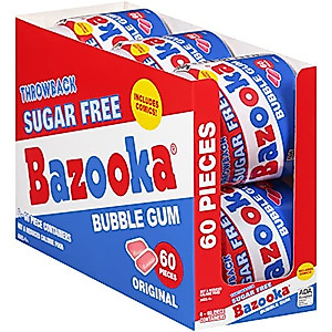 Bazooka Sugar Free Easter Bubble Gum - 60 Count To Go Cup (Pack Of 6) For Easter Basket Stuffers - Pink Chewing Gum Easter Candy In Original Sugarless Flavor - Easter Decorations For Easter Egg Hunts