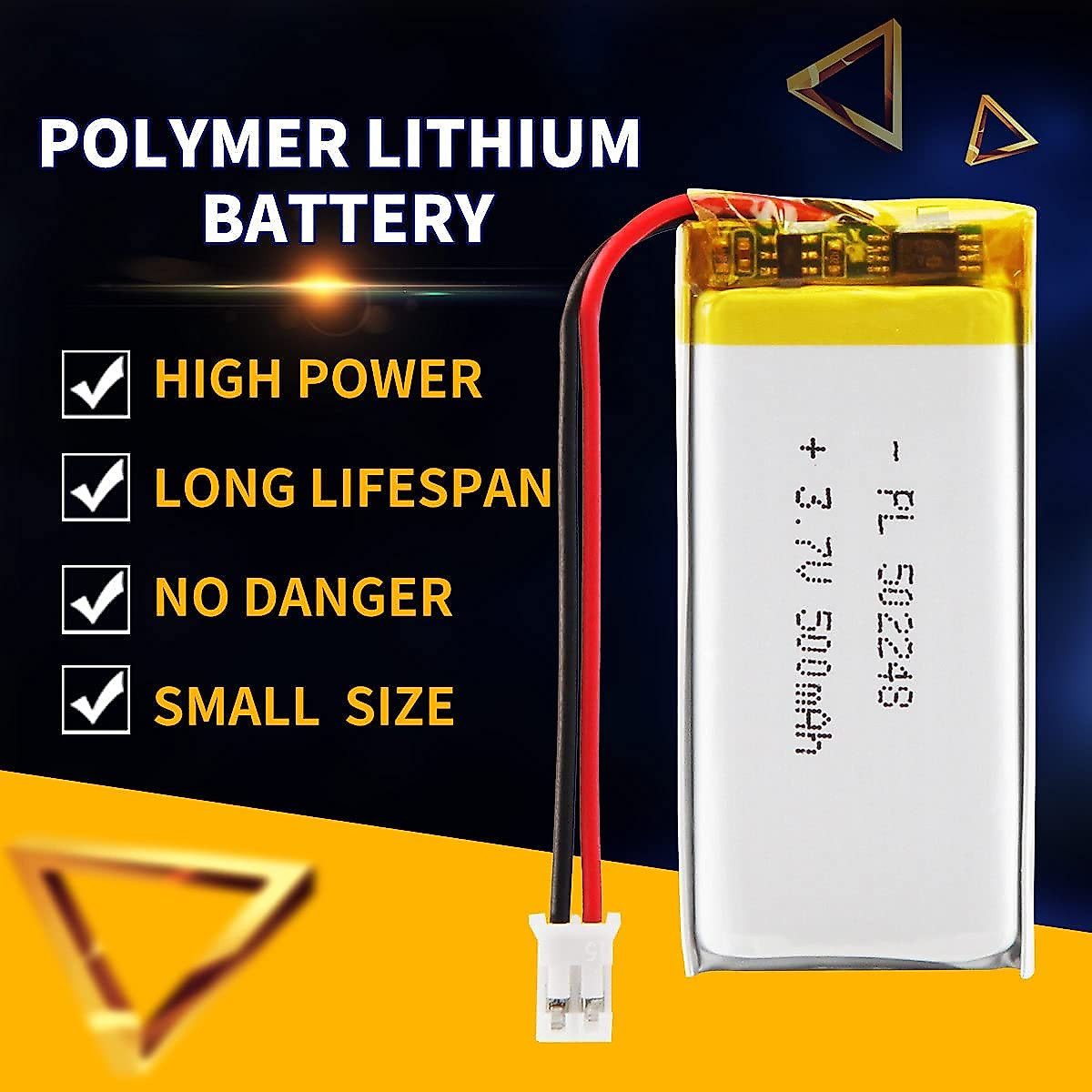 YDL 3.7V 500mAh 502248 Lipo battery Rechargeable Lithium Polymer ion Battery Pack with PH2.0mm JST Connector
