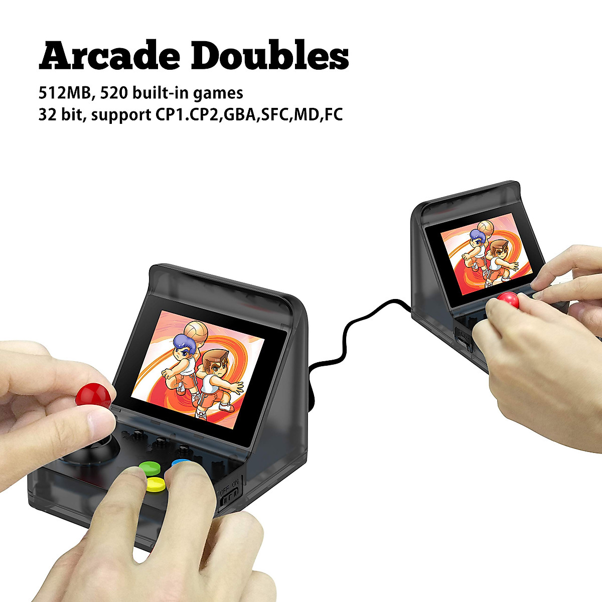 Handheld Game Console, Retro Arcade Mini Game Console for Game Player with 3 Inch 512 Games 32 Bit Portable Game Console,Birthday Gift for Children (Black)