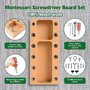 Sunix Montessori Screw Driver Board for Kids, Screw Sorter Game Basic Skills Educational Sensory Learning Toy for 3 4 5 Year Old Kids Toddlers, Preschool, Classroom STEM Montessori Toy