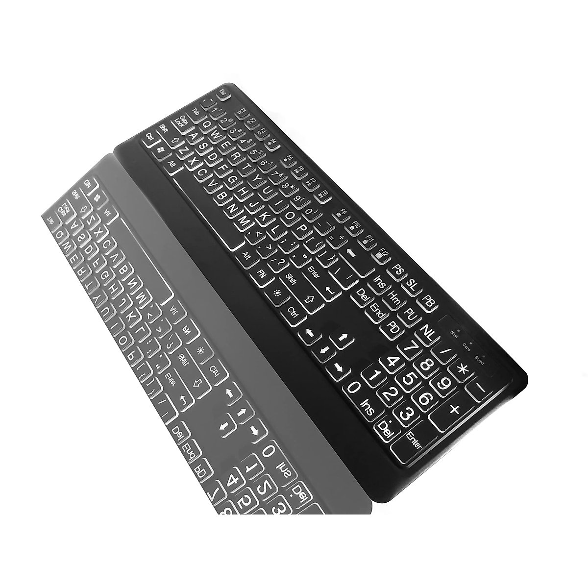 TRONWIRE LED White Backlit Illuminated Large Oversized Print Letter Wired USB 104 Keys Standard Full Size Keyboard for Desktop PC Computer