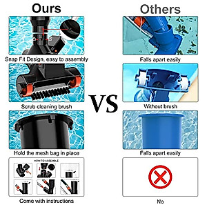 BLIKA Small Above Ground Pool and Spa Vacuum, Upgraded Portable Pool Vacuum Jet Underwater Cleaner with Scrub Brushes & Leaf Bag