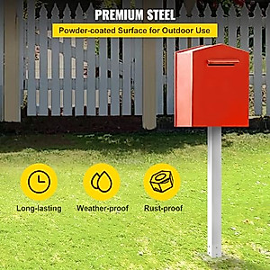 VEVOR Mailbox Post, 43" High Mailbox Stand, White Powder-Coated Mail Box Post Kit, Q235 Steel Post Stand Surface Mount Post for Sidewalk and Street Curbside, Universal Mail Post for Outdoor Mailbox