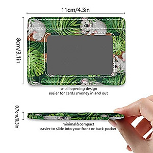 Linomo Thin leather Card Holder and Money Clip Tropical Palm Leaves Koala Wallet RFID Blocking for Men & Women