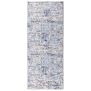 Great American Distributors - Machine Washable - Spatter Abstract Ombre Theme Print Area Rug, Transitional - Soft, Living Room Carpet - Blue, Gray