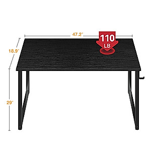 Casaottima 48 Inch Small Computer Desk for Home Office, Study Writing Table for Small Spaces, Simple Modern Desk with Headphone Hooks, Black