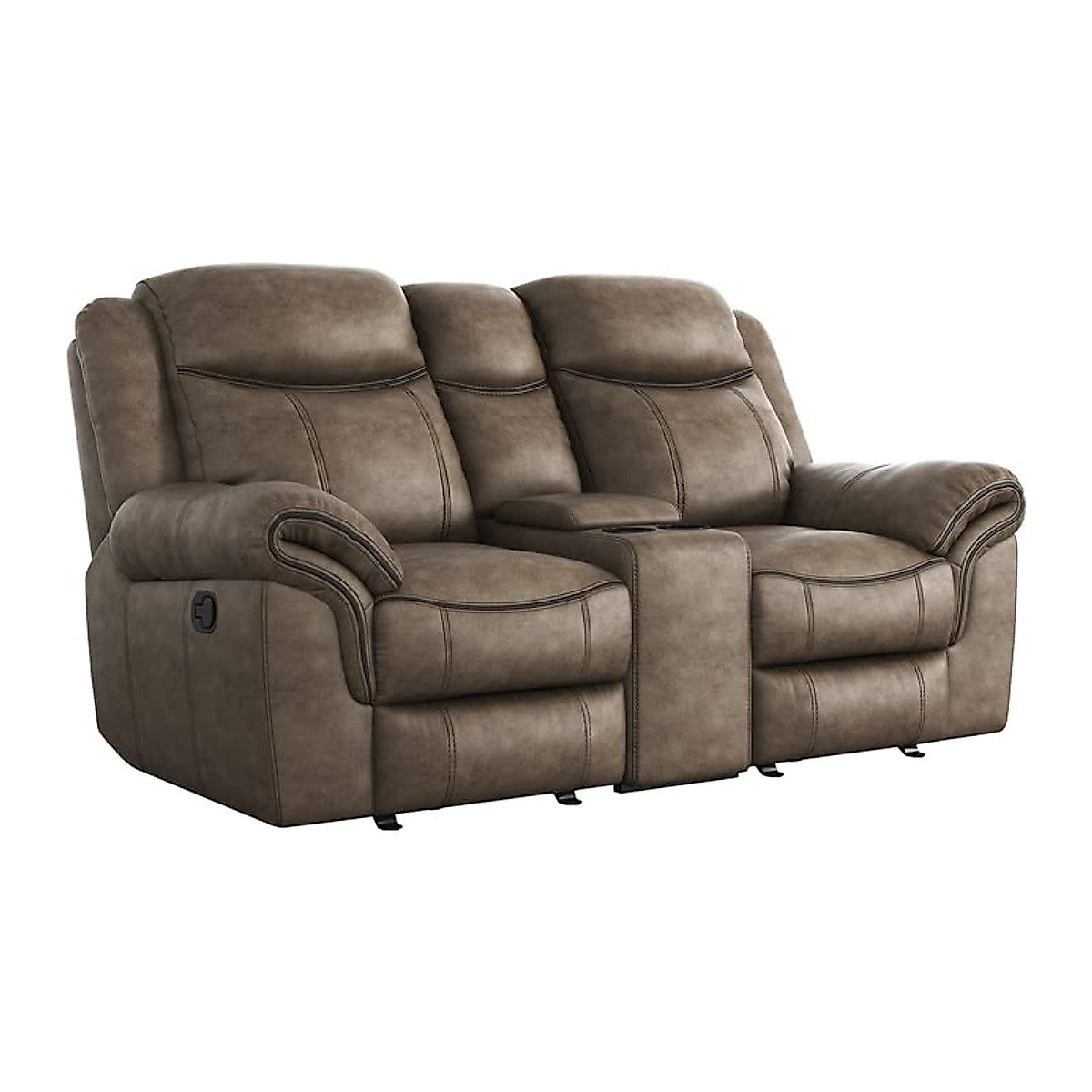 Homelegance 76" Double Glider Reclining Loveseat (Manual), Brown