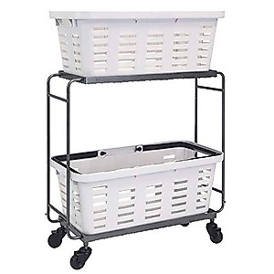 Post General Post General Wagon Iron Wagon with Heavy Duty Basket Long White Iron Wagon Basket Free