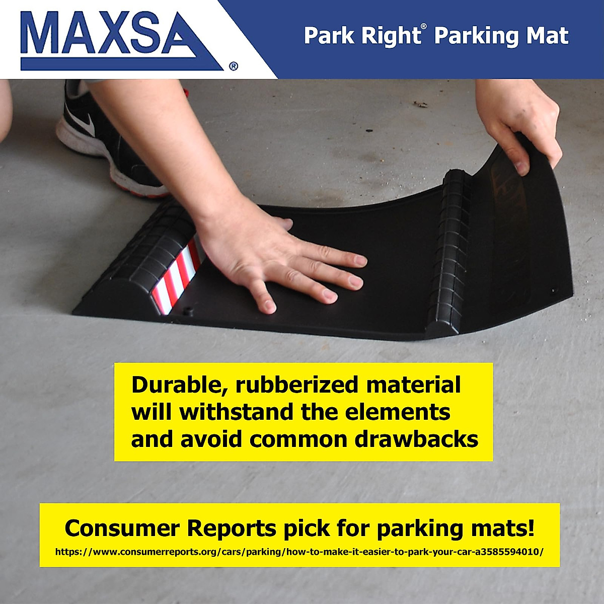 Maxsa 37359-RS Park Right 21" x 11" x 2" Parking Mat, Red