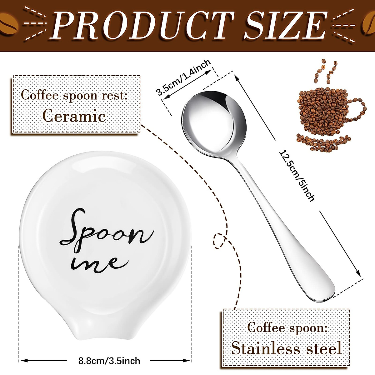 4 Pieces Coffee Spoon Rest and Spoon Small Teaspoon Holder Ceramic Coffee Spoon Holder Rests for Coffee Station Decor Stove Top Countertop Kitchen Accessories Nice Present for Coffee Lovers