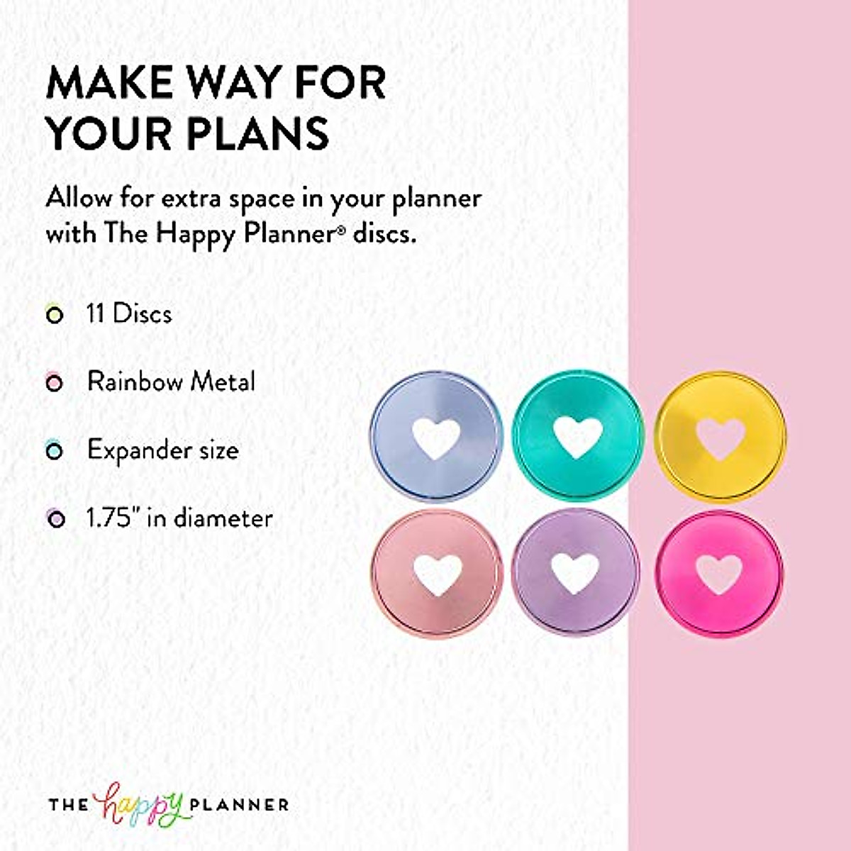 me & my BIG ideas Metal Expander Discs, Rainbow - The Happy Planner Scrapbooking Supplies - Add Extra Pages, Notes & Artwork - Create More Space for Notebooks, Planners & Journals - Expander Size