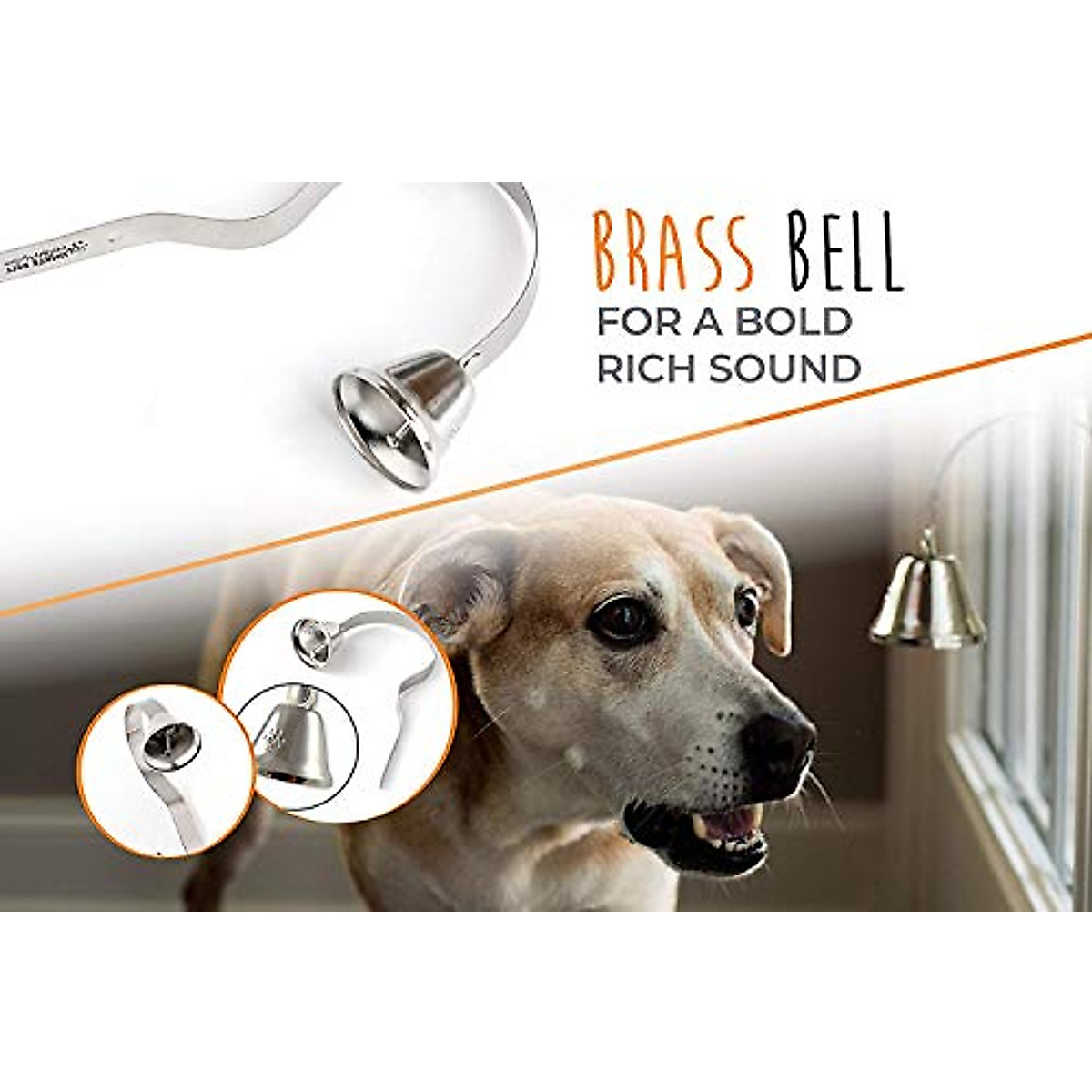 Mighty Paw Metal Potty Bell, an All Metal Dog Doorbell with Sleek Silver Bell and Support, The Thick-Walled Durable Bell Optimizes Sound Quality. Includes Free Training Tips