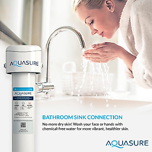 Aquasure Fortitude Compact 10K Gallons Under Sink Multi-Purpose Replacement Filter with Carbon/KDF/Siliphos Anti-Rust Media, Reduces Chlorine, Chemicals, Scale, Bad Taste & Odor for AS-FC50-CKS