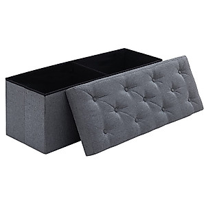 BRIAN & DANY 43 inch Ottoman with Storage, Linen Storage Ottoman Bench, Folding Ottoman Storage for Bedroom and Living Room - Gray