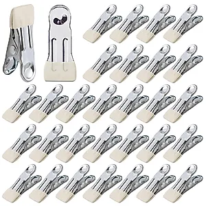 Clothes Pins for Hanging Clothes, Stainless Steel Clothes Pins for Laundry Clips, Multipurpose Clothes Pins, Clothes Pins Heavy Duty Outdoor, Bag Clips for Socks, Towels, Snacks, Photo (30, Beige)