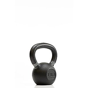 Tru Grit Fitness – Cast Iron Kettlebells – 15lb – Easy Grip Handle – Powder Coated - Home Gym or Office Strength Training Equipment