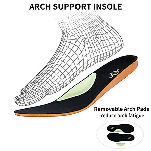 AOV Women's Walking Shoes Arch Support Sneakers for Plantar Fasciitis Non Slip Orthotic Tennis Shoes Black 9.5