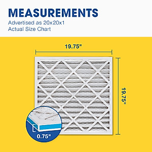 Aerostar 20x20x1 MERV 13 Pleated Air Filter, AC Furnace Air Filter, 6 Pack (Actual Size: 19 3/4" x 19 3/4" x 3/4")