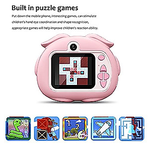 Niaviben Digital Camera for Kid's Cute Cartoon 1080p HD Mini Front and Rear Dual Camera Children's Digital Camera Pink