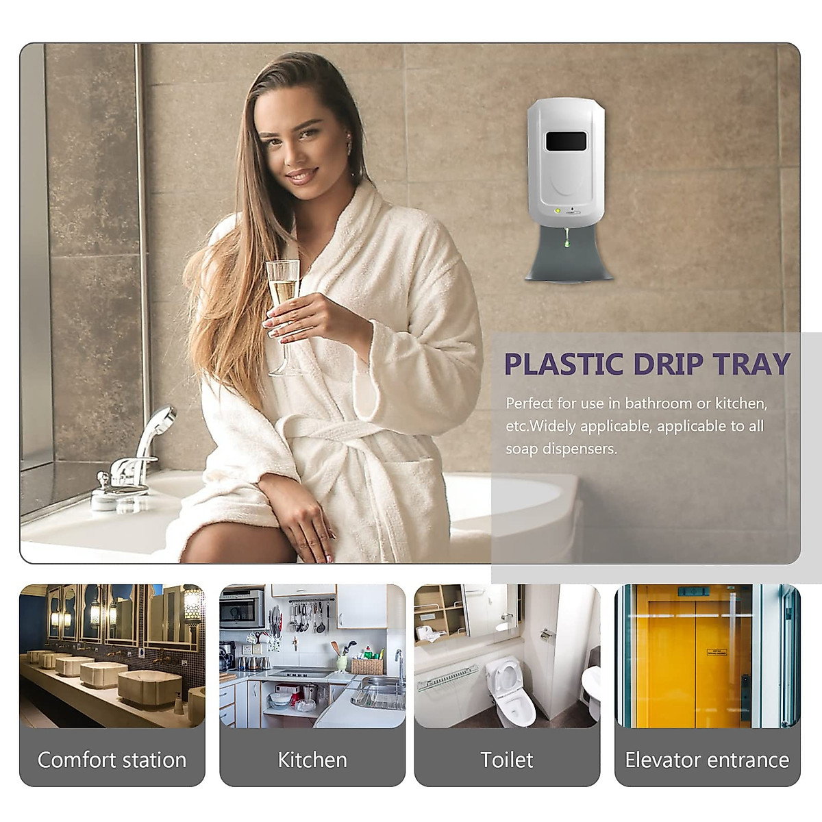 Hemoton 1pc Water Tray Soap Dispenser Catch Tray Wall Mount Soap Dispenser Wall Mounted Holder Laundry Cup Holder Soap Dispenser Drip Tray Black Automatic Plastic Soap Holder