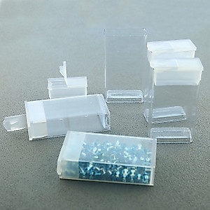 The Beadsmith Clear Plastic Boxes - Rectangle with a Flip Top Cap - 7/16” x 1” x 1-1/2” - Use for Beads, Bath Salts, Wedding & Party Favors, Home or Office Storage - Bag of 100
