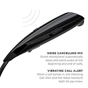 phaiser Bluetooth Headphones, Retractable Neckband Earbuds with Microphone, Wireless Sweatproof Inear Earphones, Portable Cordless Stereo Headset, Black